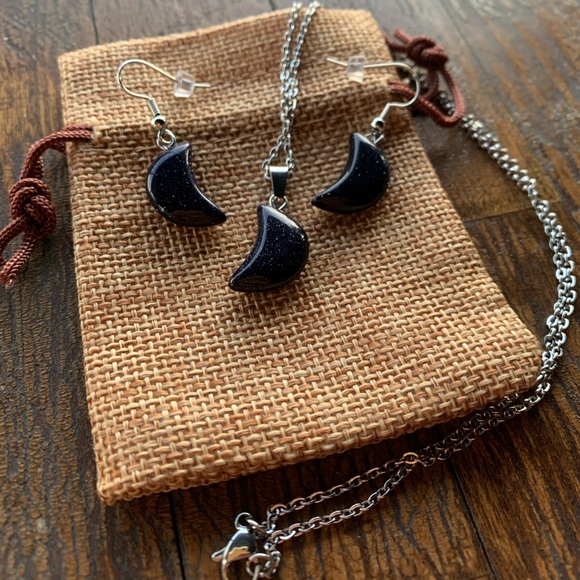 Hand Crafted | Jewelry | Blue Sandstone Moon Necklace Blue Sandstone ...